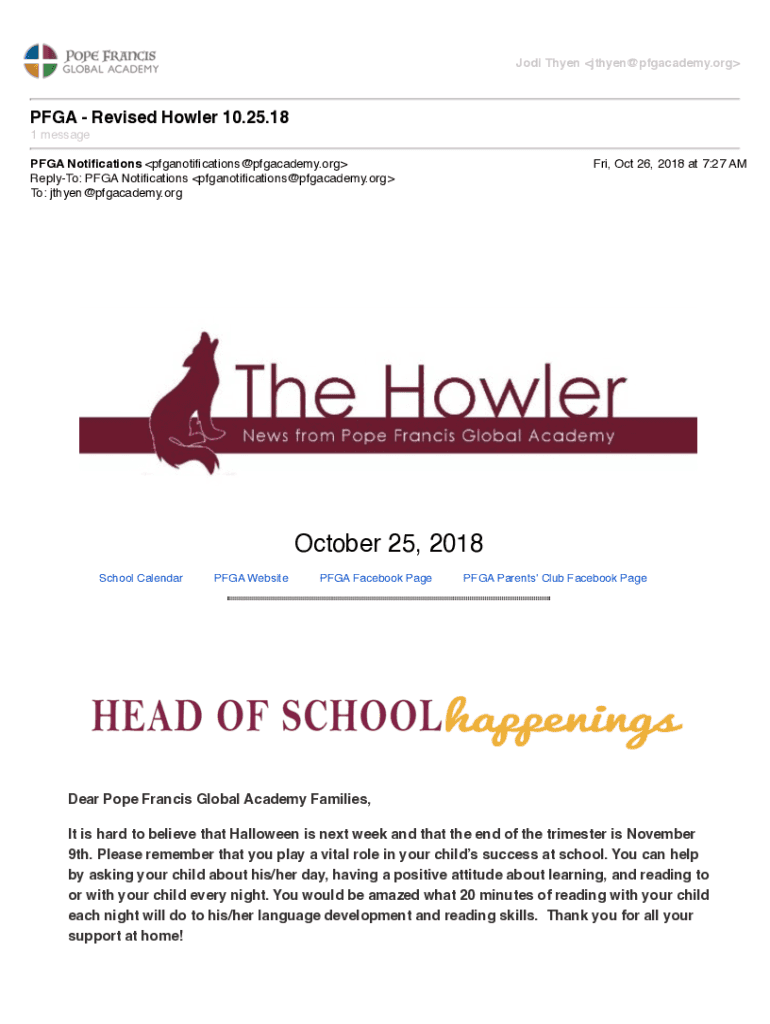 Fillable Online Pope Francis Global Academy Mail - PFGA - Revised ...