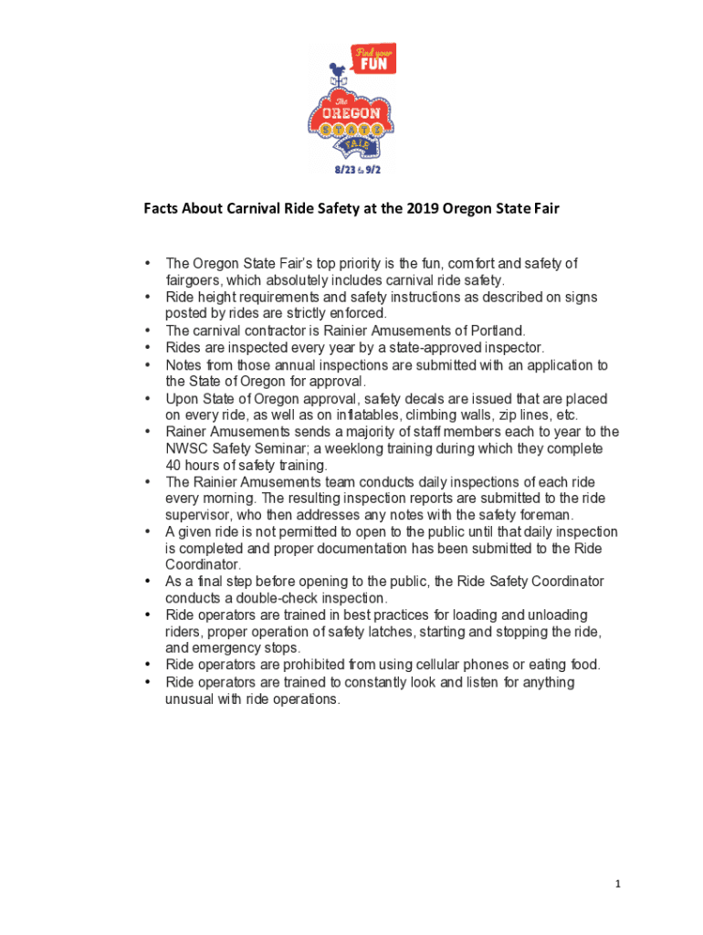 Fillable Online OREGON STATE FAIR PUBLIC SAFETY FACT SHEET Fax Email ...