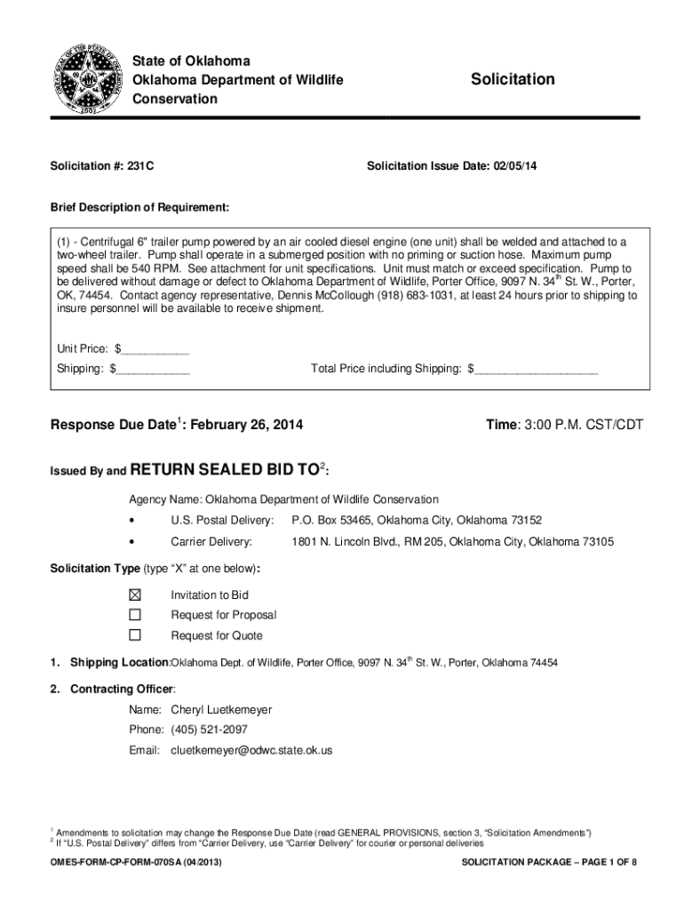 Fillable Online Solicitation #: 231C Fax Email Print - pdfFiller