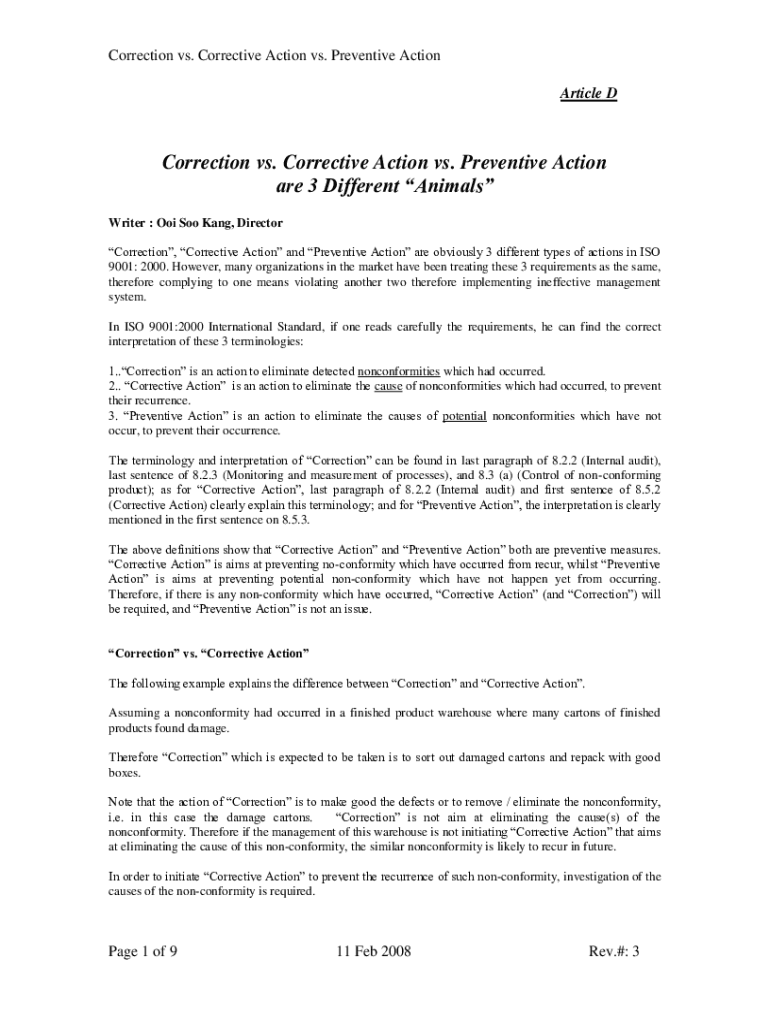 Fillable Online Correction-vs.-Corrective-Action-vs.-Preventive-Action ...
