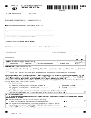 Fillable Online Tax Year 2023 Form 510C Composiite Pass-Through ... Fax ...