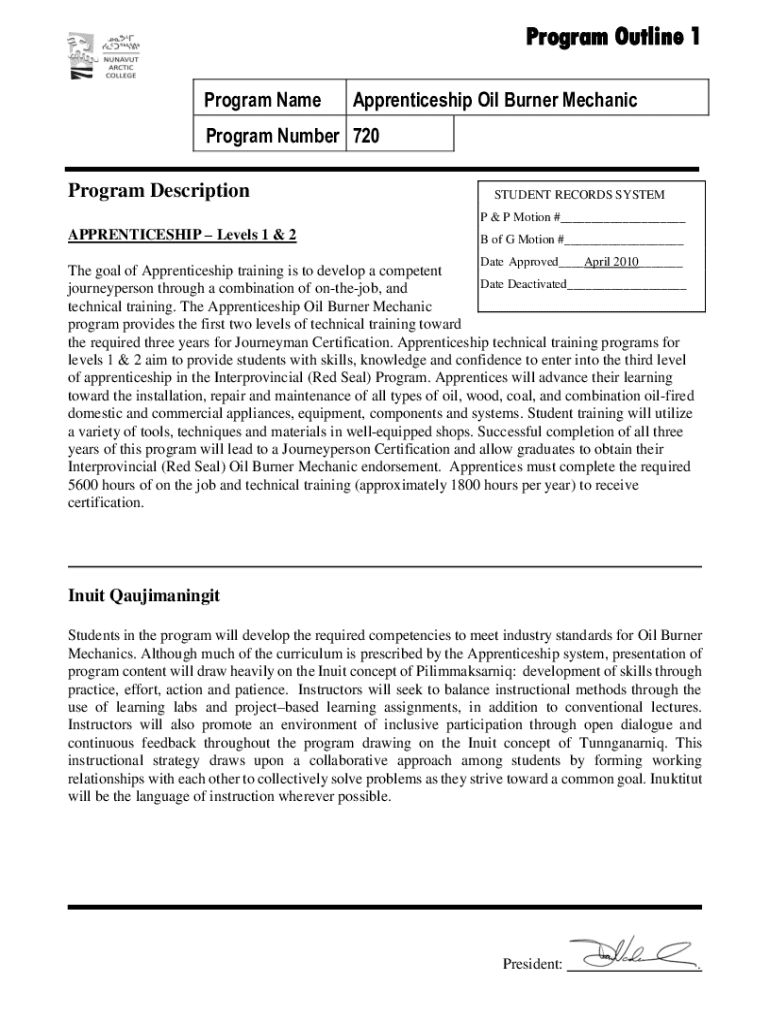 Fillable Online Apprenticeship Oil Burner Mechanic Fax Email Print ...