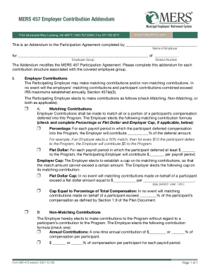 Fillable Online MERS 457 Employer Contribution Addendum Fax Email Print - pdfFiller