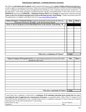 Fillable Online Reinstatement Application - Continuing Education ...
