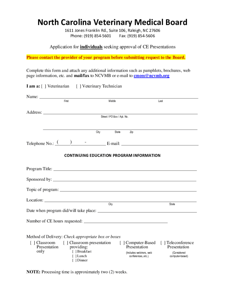 Fillable Online Veterinary Hospital - NC State University Fax Email Print - pdfFiller