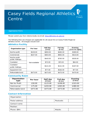 Casey Fields Regional Athletics Centre Doc Template | pdfFiller