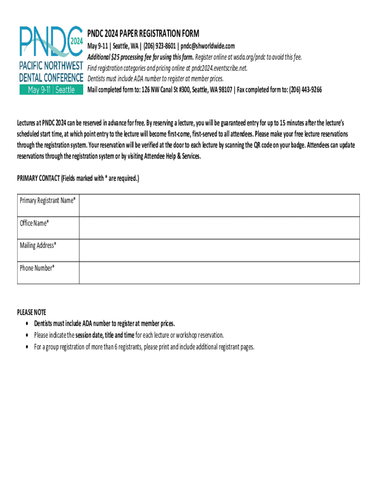 Fillable Online PNDC 2024 PAPER REGISTRATION FORM Fax Email Print ...