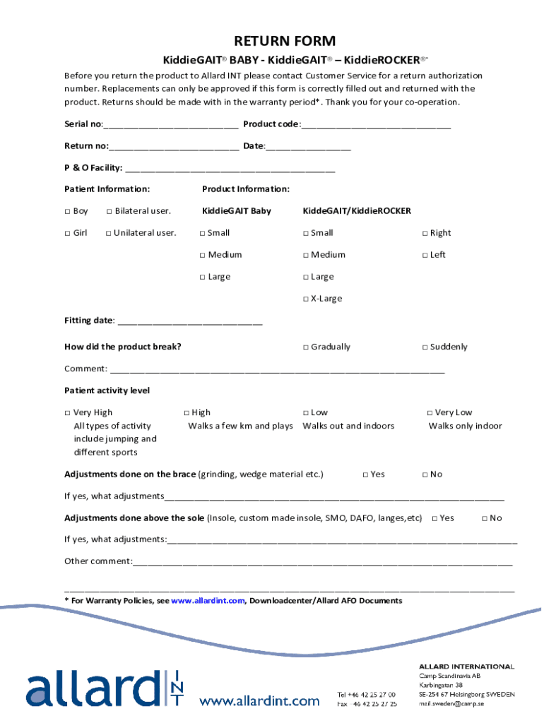 Fillable Online Allard KiddieGAIT Drop Foot Brace Orthosis for kids in ...