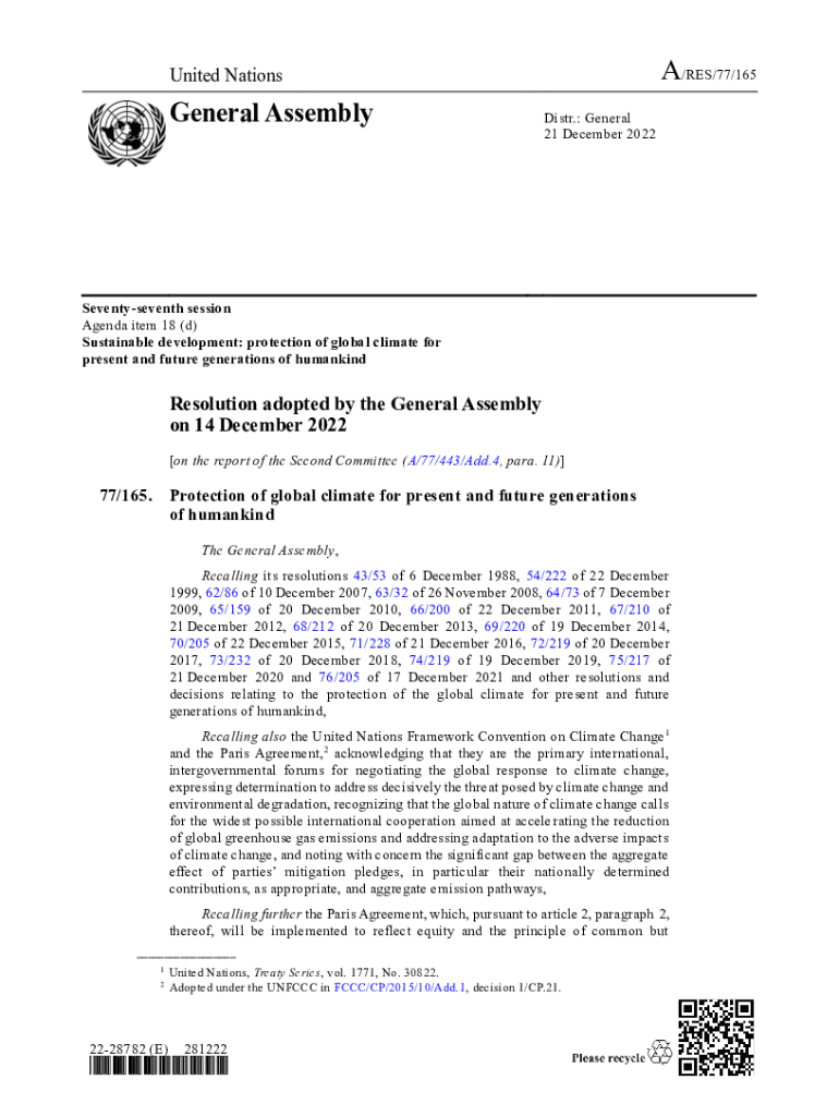 Fillable Online A/RES/77/165 General Assembly - Official Document ...