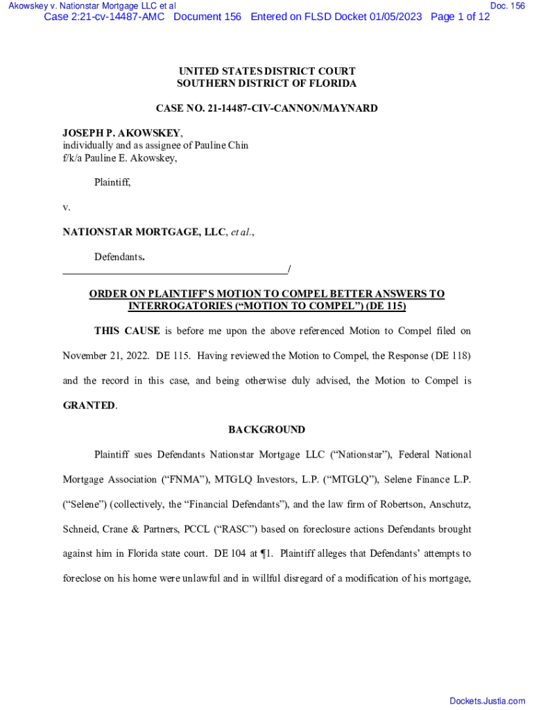 Fillable Online ORDER granting 115 Motion to Compel. Signed by ...