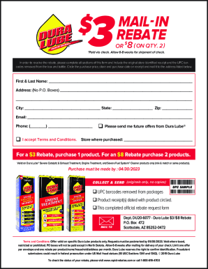 Fillable Online Dura Lube Rebate Form Fax Email Print - pdfFiller