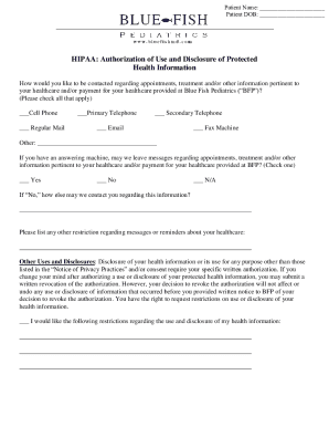 Fillable Online HIPAA: Authorization of Use and Disclosure of Protected ... Fax Email Print ...