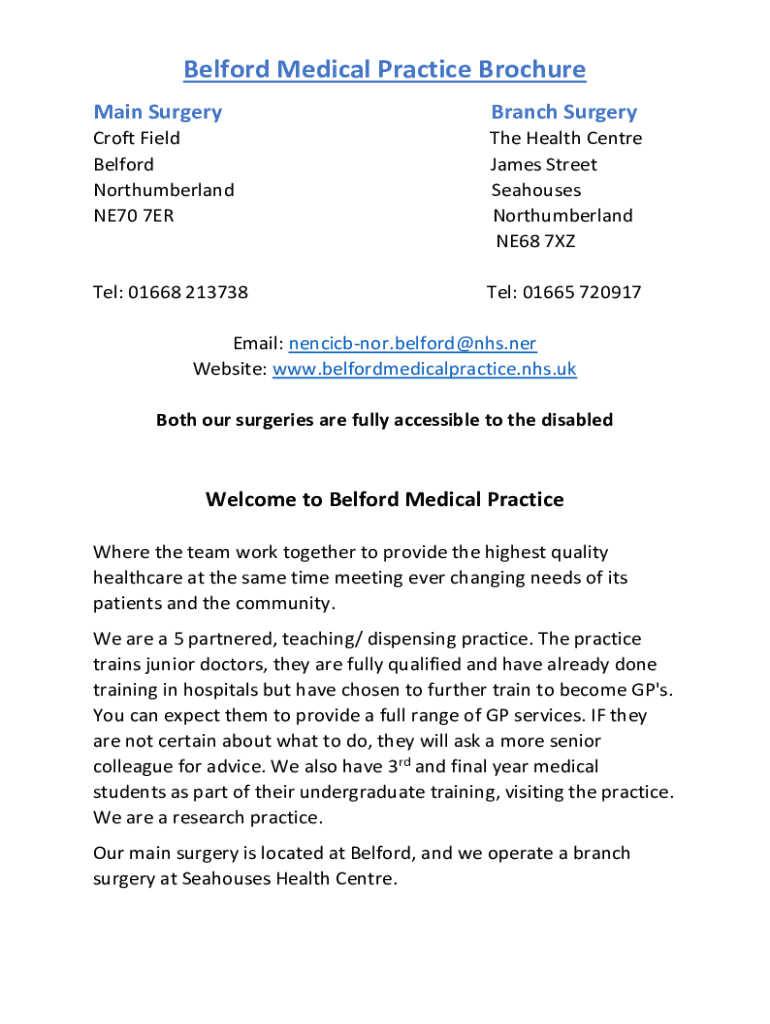 Fillable Online belfordmedicalpractice nhs Belford Medical Practice How to register with this GP ...