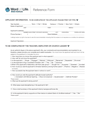 Fillable Online Applicant Reference Form for Counselor-In-Training Fax Email Print - pdfFiller