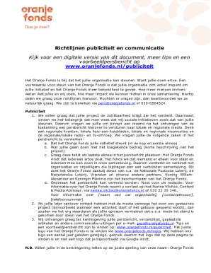 Invulbaar Online Richtlijnen publiciteit en communicatie Faxnummer ...