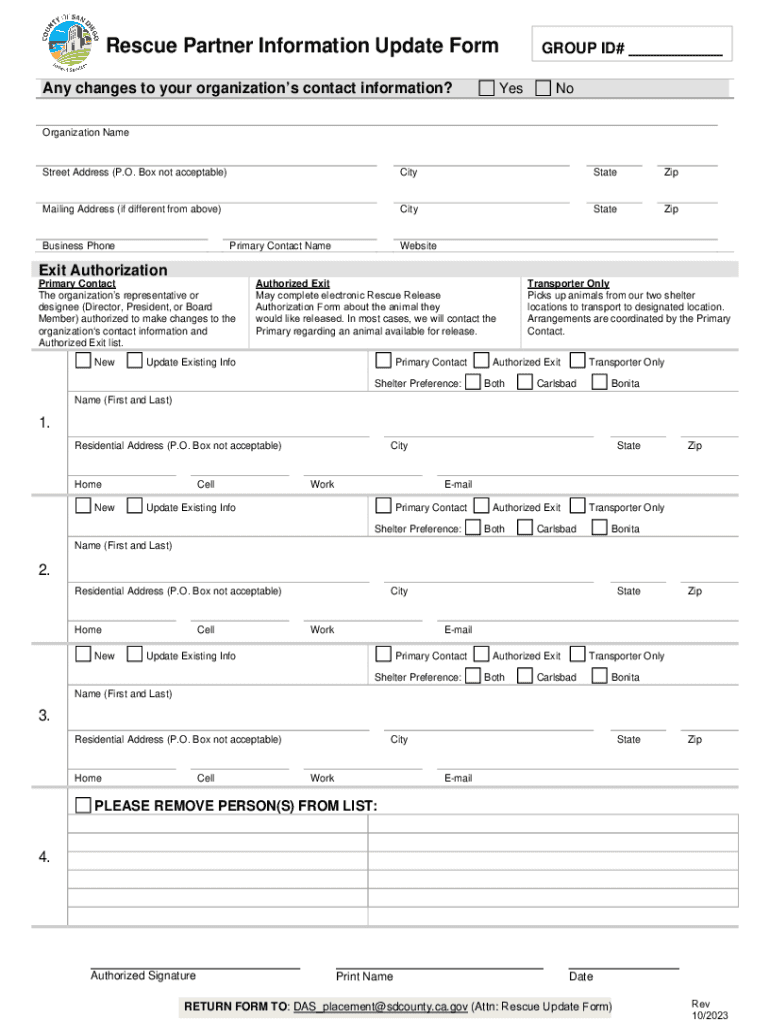 Fillable Online Re: Update or capture new contacts for existing partner ... Fax Email Print ...
