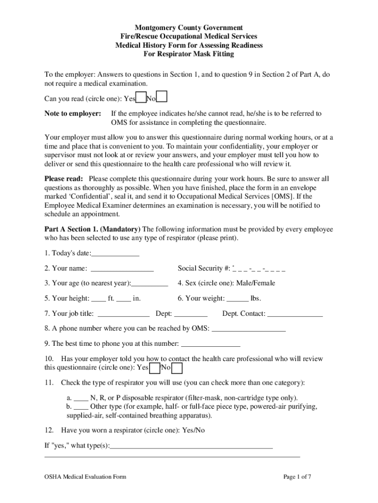 Fillable Online Respirator Assessment Form (PDF) Fax Email Print - pdfFiller