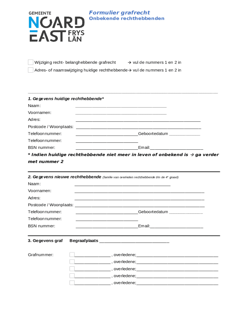 ulier overschrijving graf op een andere naam Doc Template | pdfFiller