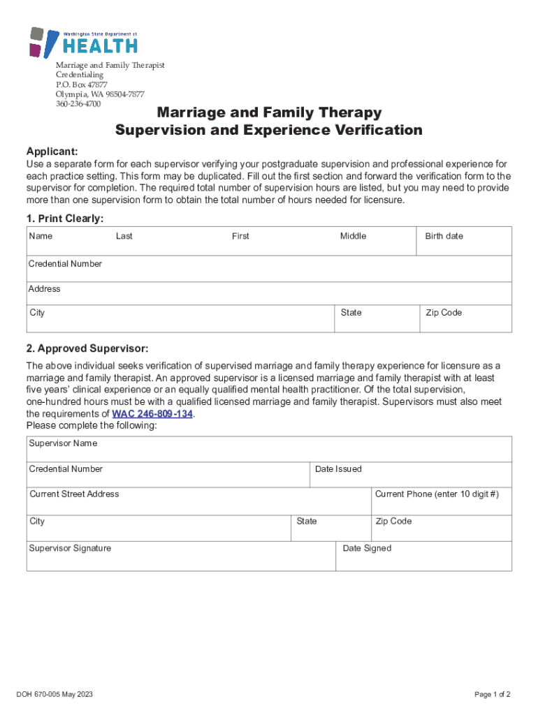 Fillable Online doh wa Fillable Online doh wa Marriage and Family Therapist ... Fax Email Print ...