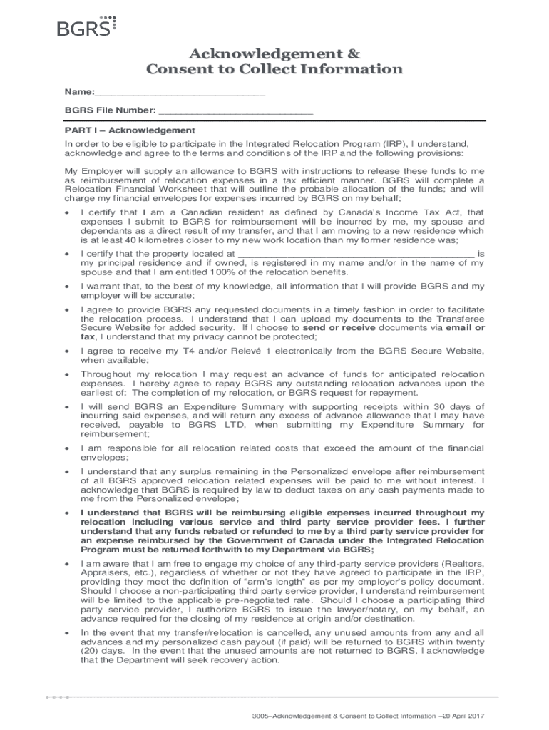 Fillable Online Acknowledgement & Consent to Collect Information Fax ...