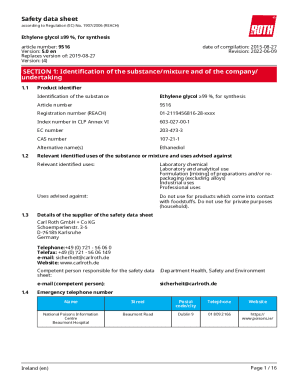 Fillable Online Ethylene glycol - Safety Data Sheet Fax Email Print ...