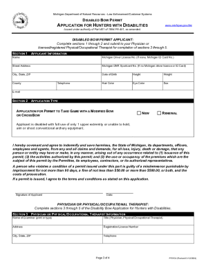 Fillable Online DISABLED BOW PERMIT APPLICATION FOR HUNTERS WITH ...