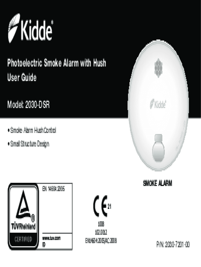 Fillable Online Photoelectric Smoke Alarm with Hush User Guide Model ...