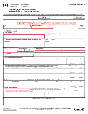 Fillable Online IMM 1295 F : Demande d'un permis de travail présentée à ...
