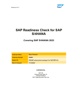 Fillable Online SAP Readiness Check for SAP S/4HANA Upgrades with ...