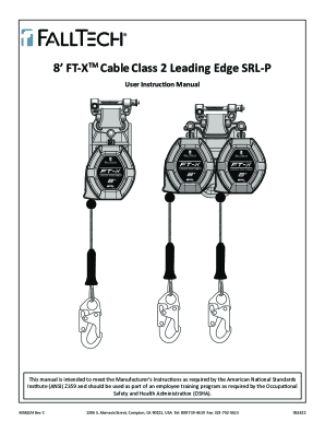 Fillable Online Falltech 8 Foot FT-X Cable Class 2 Leading Edge Twin ...