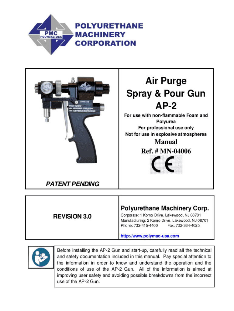 Fillable Online PMC AP-2 Air Purge Spray Gun with 02 Mixing Chamber ...