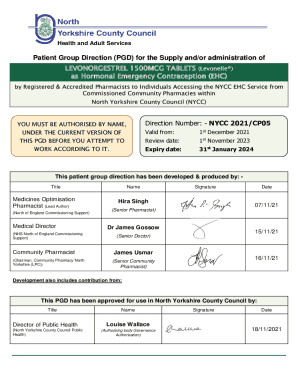 Fillable Online cpny co Patient Group Direction (PGD) for the Supply of ...