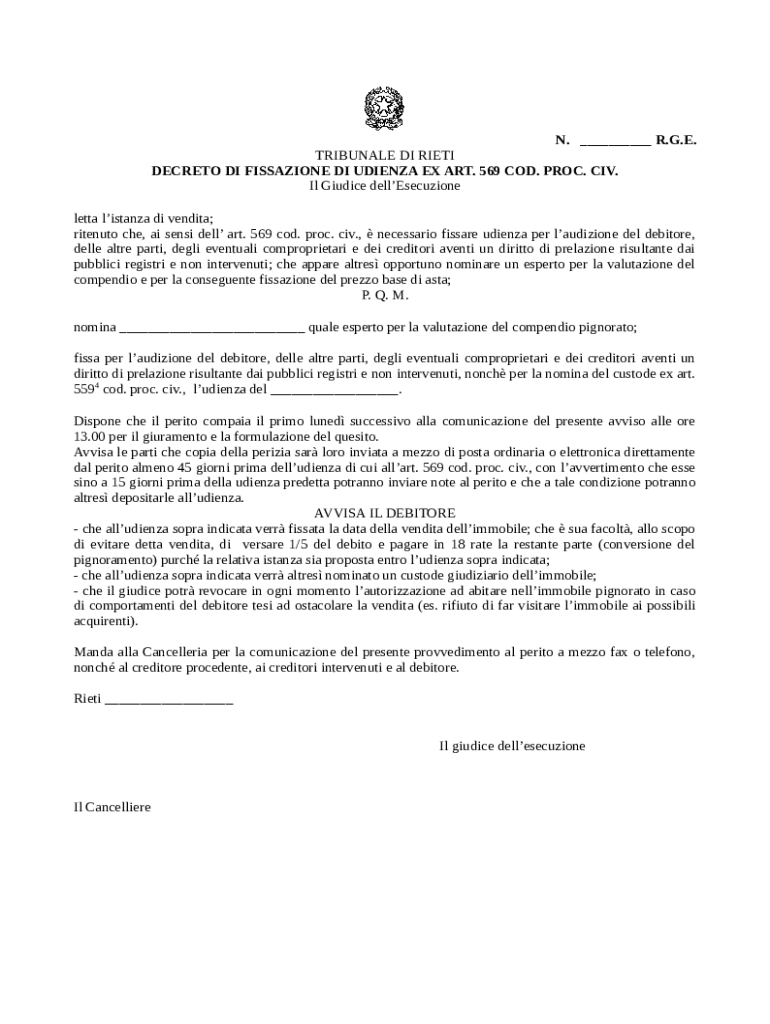 istanza al giudice dell'esecuzione Doc Template | pdfFiller