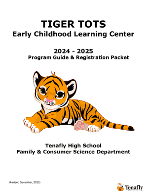 Fillable Online Welcome to Tiger Tots - Tenafly Public ... Fax Email ...