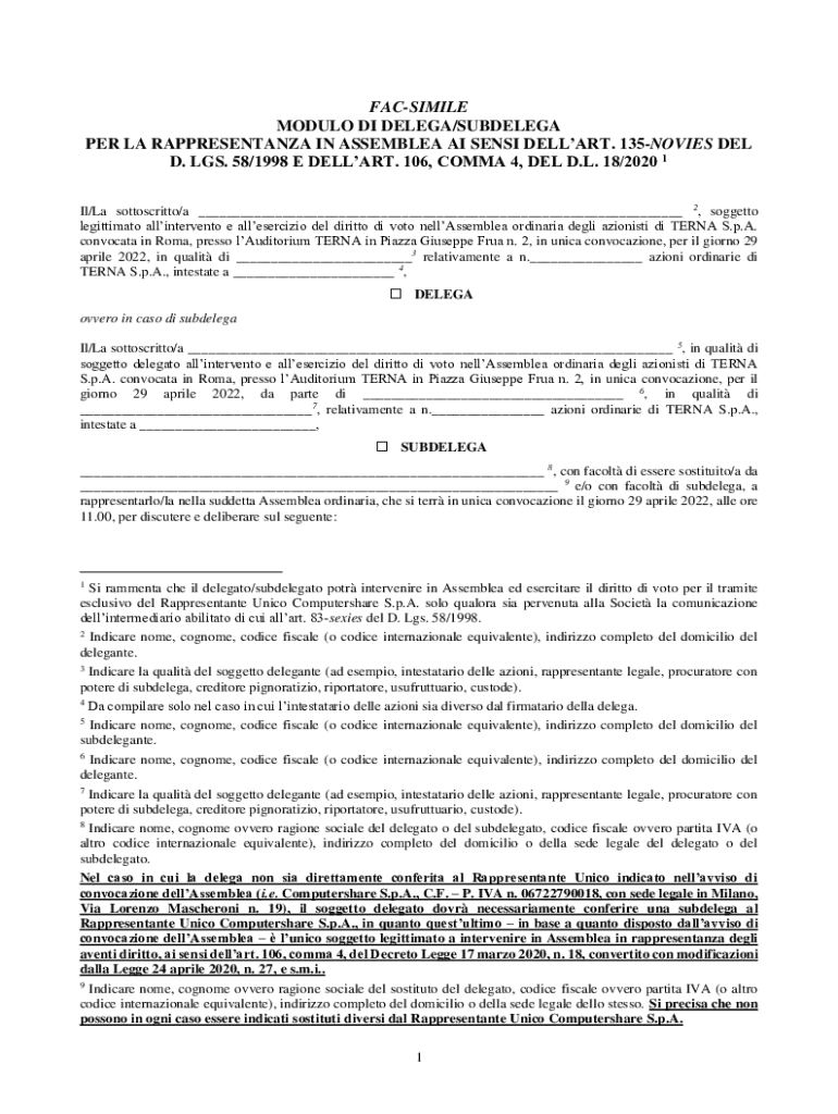 Compilabile Online download terna FAC-SIMILE MODULO DI DELEGA/SUBDELEGA ...