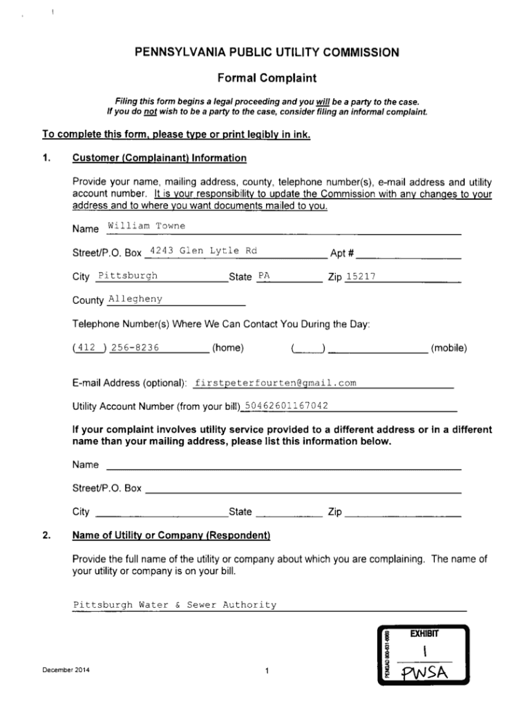 Fillable Online FORMAL COMPLAINT - PRINTABLE FORM Fax Email Print - pdfFiller