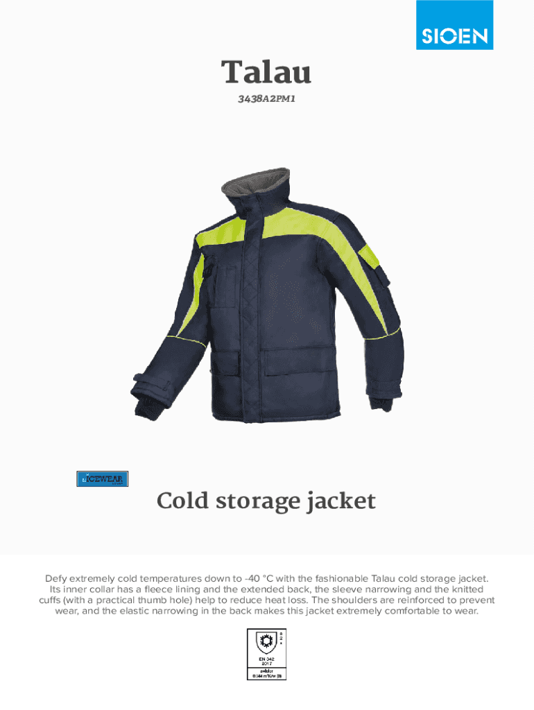 Fillable Online Cold Storage Jacket S-21699 Fax Email Print - pdfFiller
