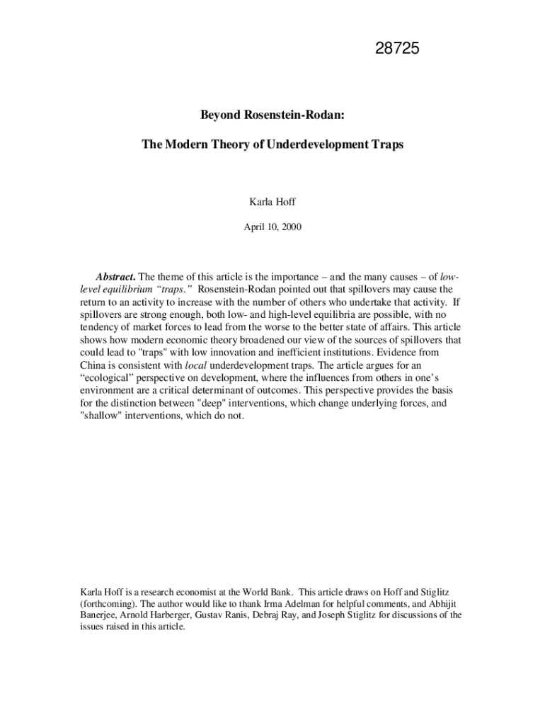 Fillable Online Paul Rosenstein-Rodan and the birth of development ...