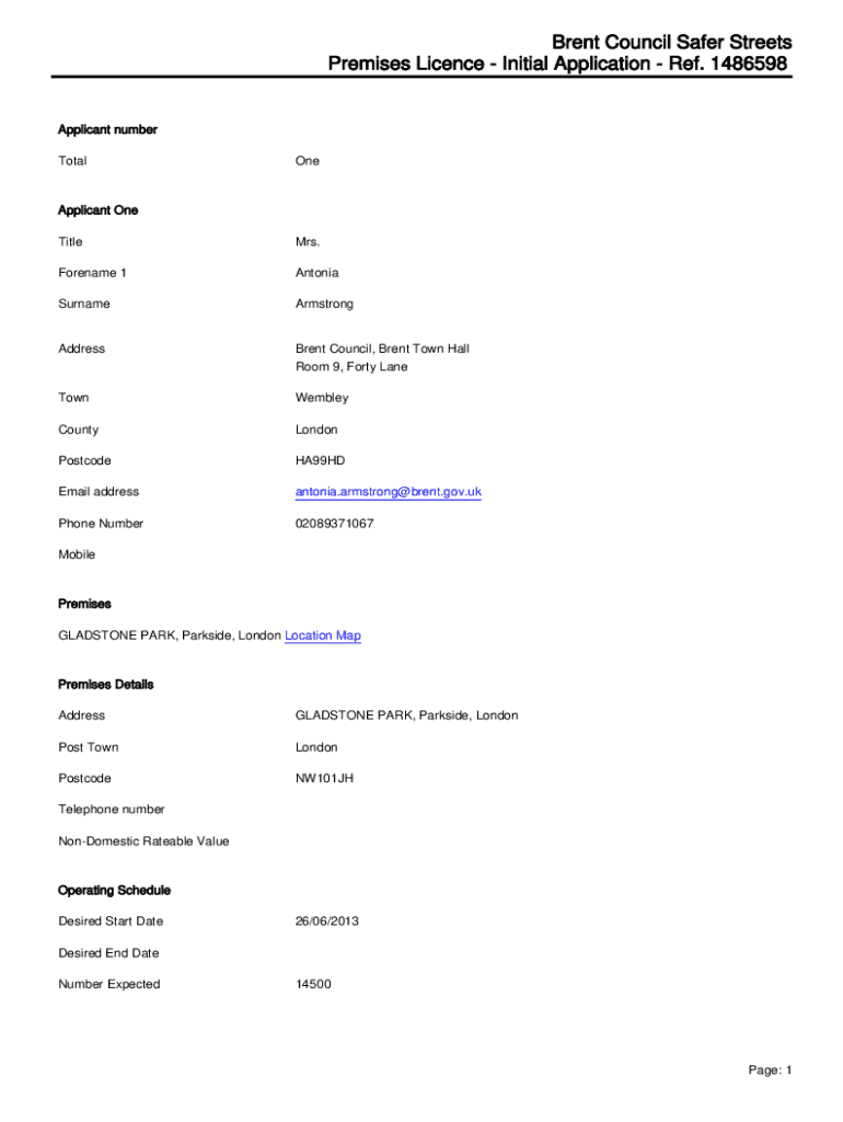 Fillable Online Transaction schedule. Premises Licence - Initial ...