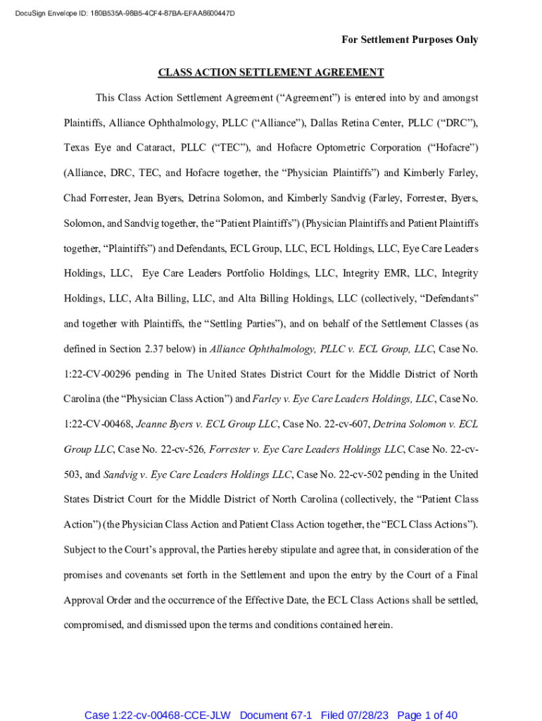 Fillable Online ECL PATIENT SETTLEMENT CLASS CLAIM FORM Fax Email Print ...