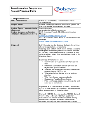 Fillable Online Transformation Programme Project Proposal Form Fax ...