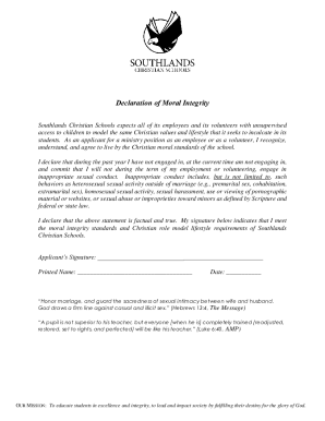 Fillable Online Declaration of Moral Integrity Form Fax Email Print ...