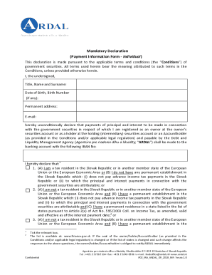 Fillable Online Mandatory Declaration (Payment Information Form Fax ...