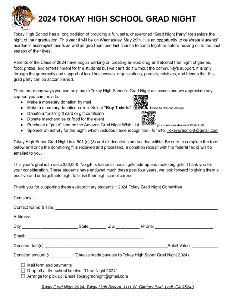 Fillable Online Grad Night Donation Letter Fax Email Print - pdfFiller