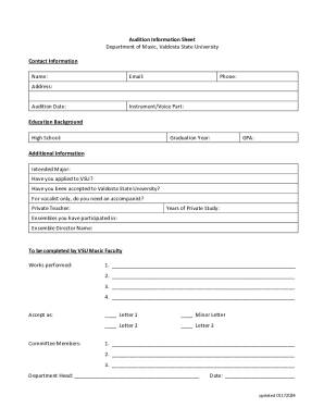 Fillable Online Audition Information Template 02192024 blank Fax Email Print - pdfFiller