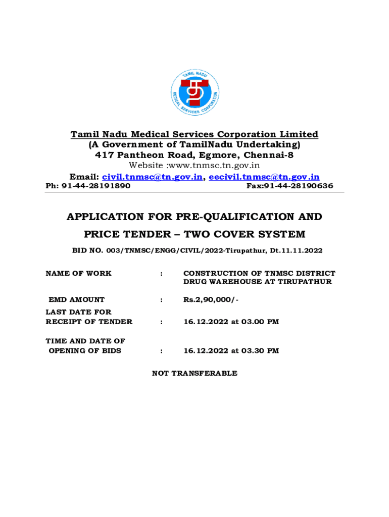 Fillable Online Profile of the Tamil Nadu Medical Services Corporation ...