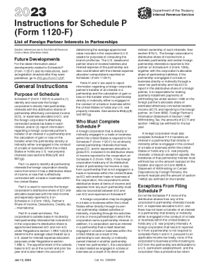 Fillable Online 1120-F Schedule P Instructions for Form ... Fax Email Print - pdfFiller