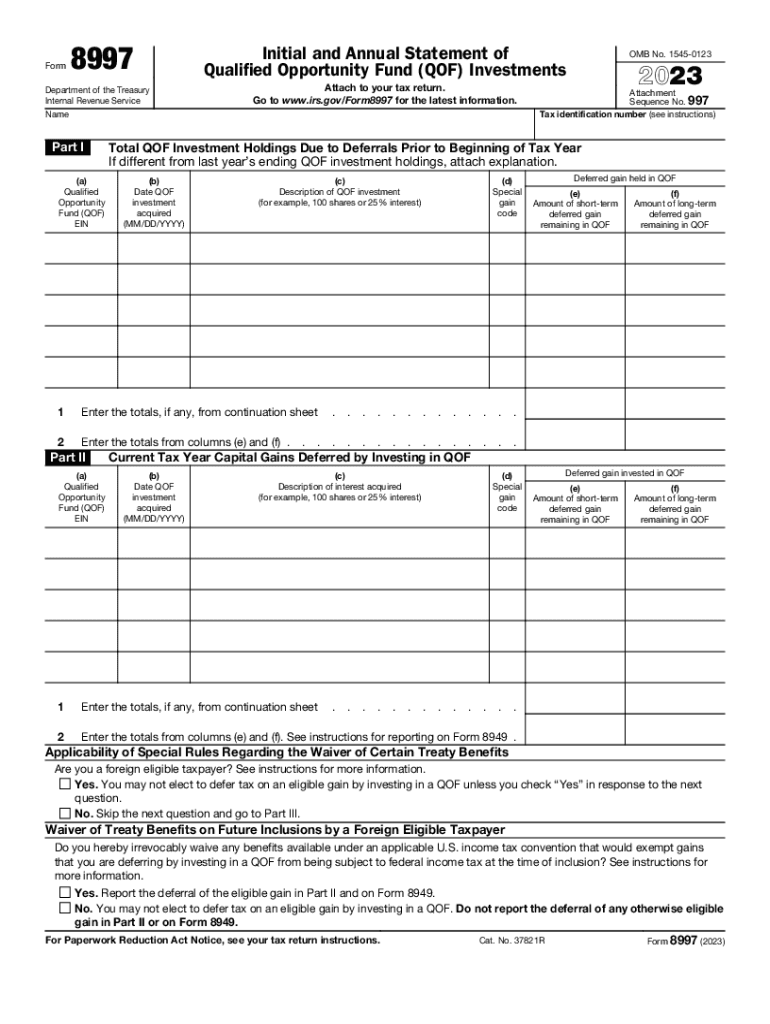 Fillable Online 2023 Form 8997. Initial and Annual Statement of ...