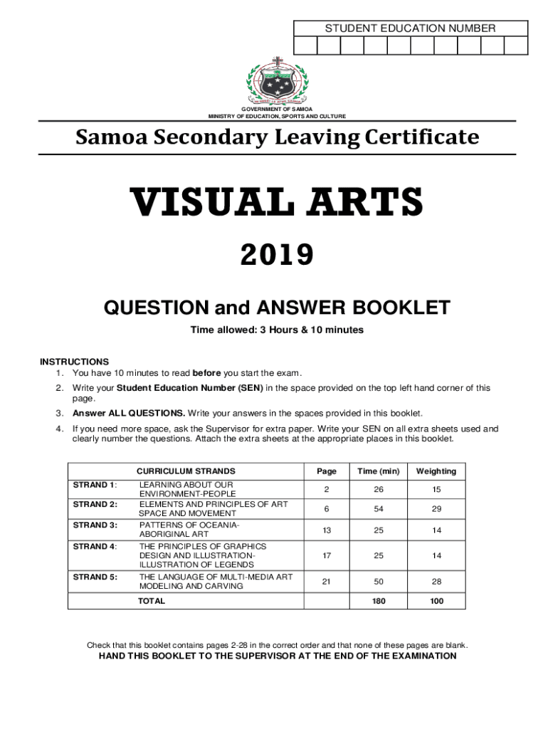 Fillable Online Write your Student Education Number (SEN) in the space ...