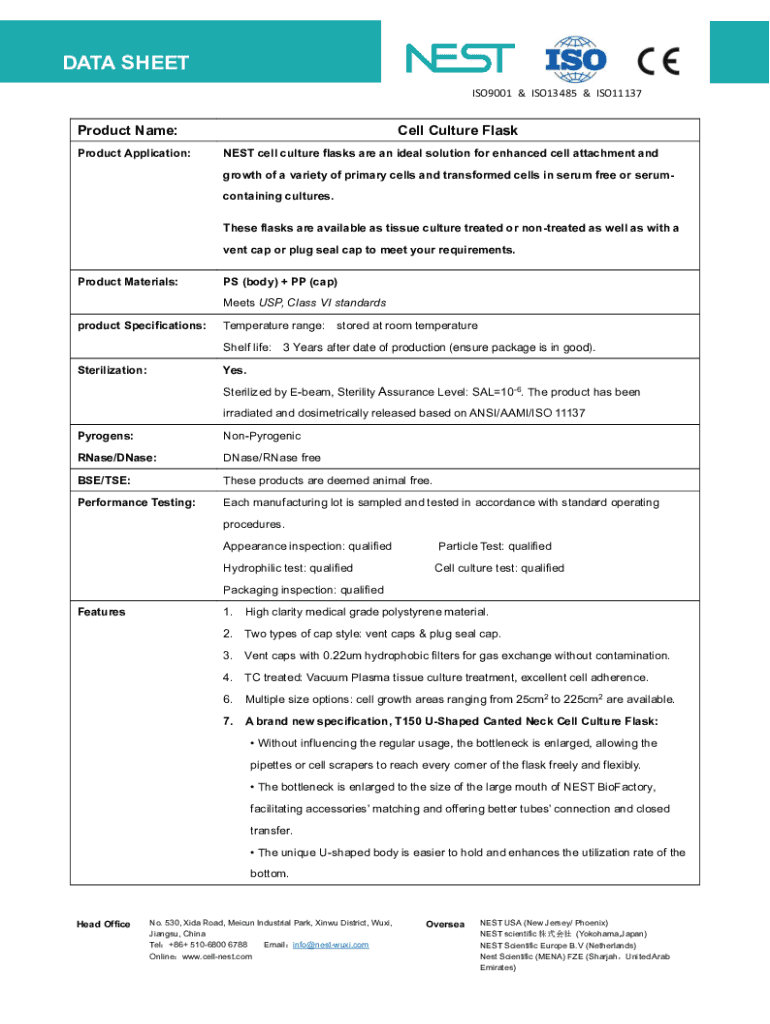 Fillable Online Cell Culture Flask, 25cm2 , Vented Cap, TC Treated ...
